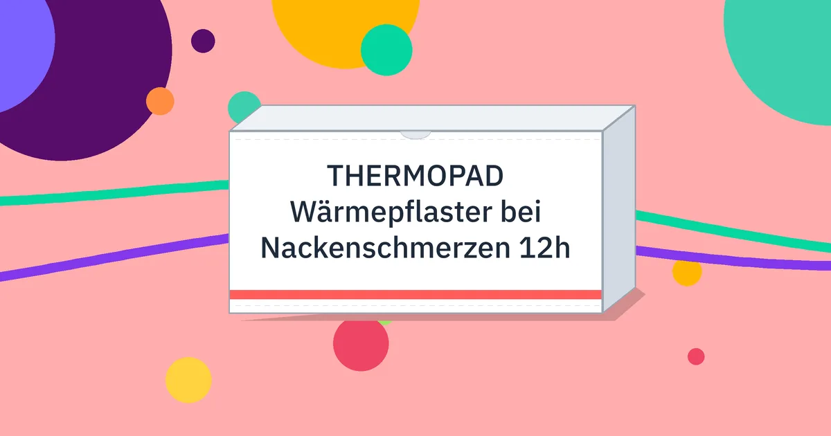 Symbolbild: Packung mit der Aufschrift THERMOPAD Wärmepflaster bei Nackenschmerzen 12h (PZN 20414301) – Verfügbarkeit und Bezug in Apotheken in Frankfurt am Main
