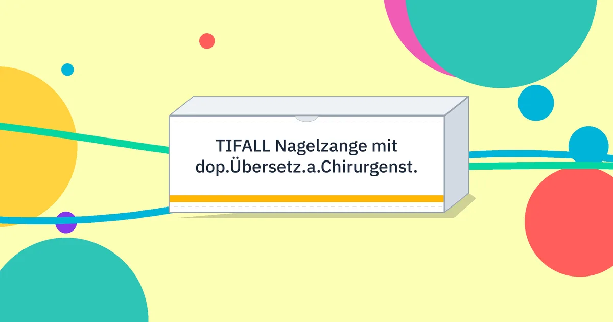 Symbolbild: Packung mit der Aufschrift TIFALL Nagelzange mit dop.Übersetz.a.Chirurgenst. (PZN 09647186) – Verfügbarkeit und Bezug in Apotheken in Frankfurt am Main