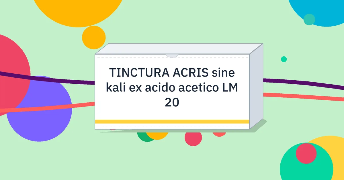 Symbolbild: Packung mit der Aufschrift TINCTURA ACRIS sine kali ex acido acetico LM 20 (PZN 13701661) – Verfügbarkeit und Bezug in Apotheken in Frankfurt am Main