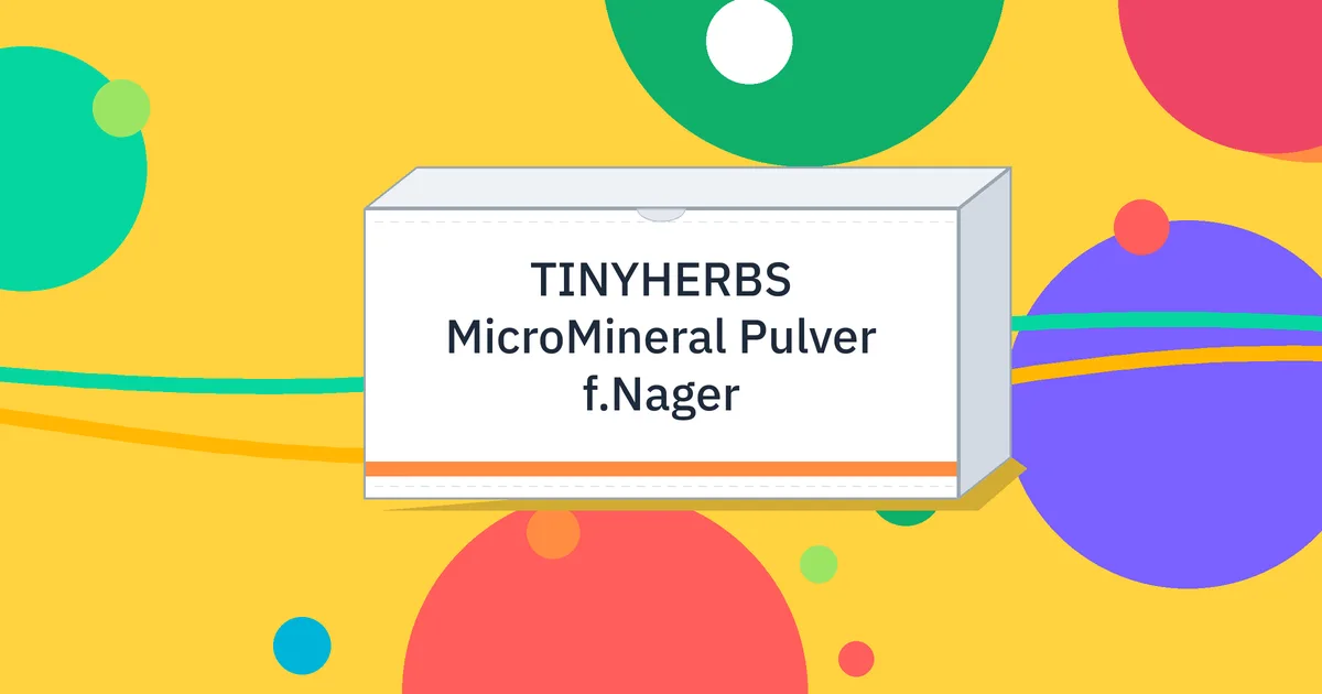 Symbolbild: Packung mit der Aufschrift TINYHERBS MicroMineral Pulver f.Nager (PZN 19623809) – Verfügbarkeit und Bezug in Apotheken in Frankfurt am Main