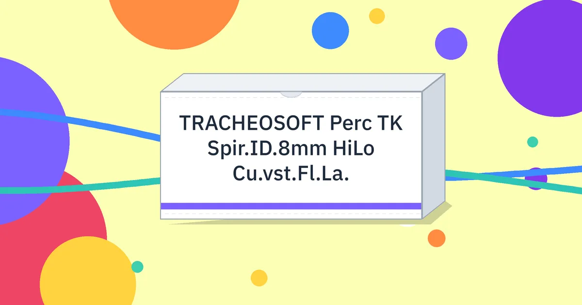Symbolbild: Packung mit der Aufschrift TRACHEOSOFT Perc TK Spir.ID.8mm HiLo Cu.vst.Fl.La. (PZN 04109691) – Verfügbarkeit und Bezug in Apotheken in Frankfurt am Main