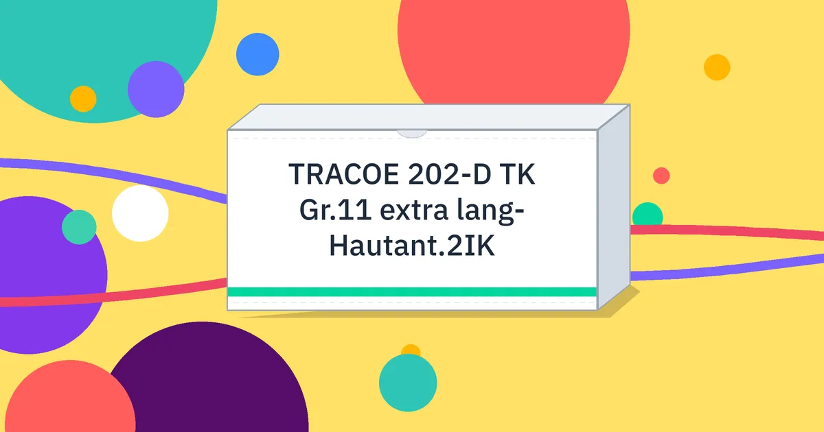 Symbolbild: Packung mit der Aufschrift TRACOE 202-D TK Gr.11 extra lang-Hautant.2IK (PZN 02719592) – Verfügbarkeit und Bezug in Apotheken in Frankfurt am Main