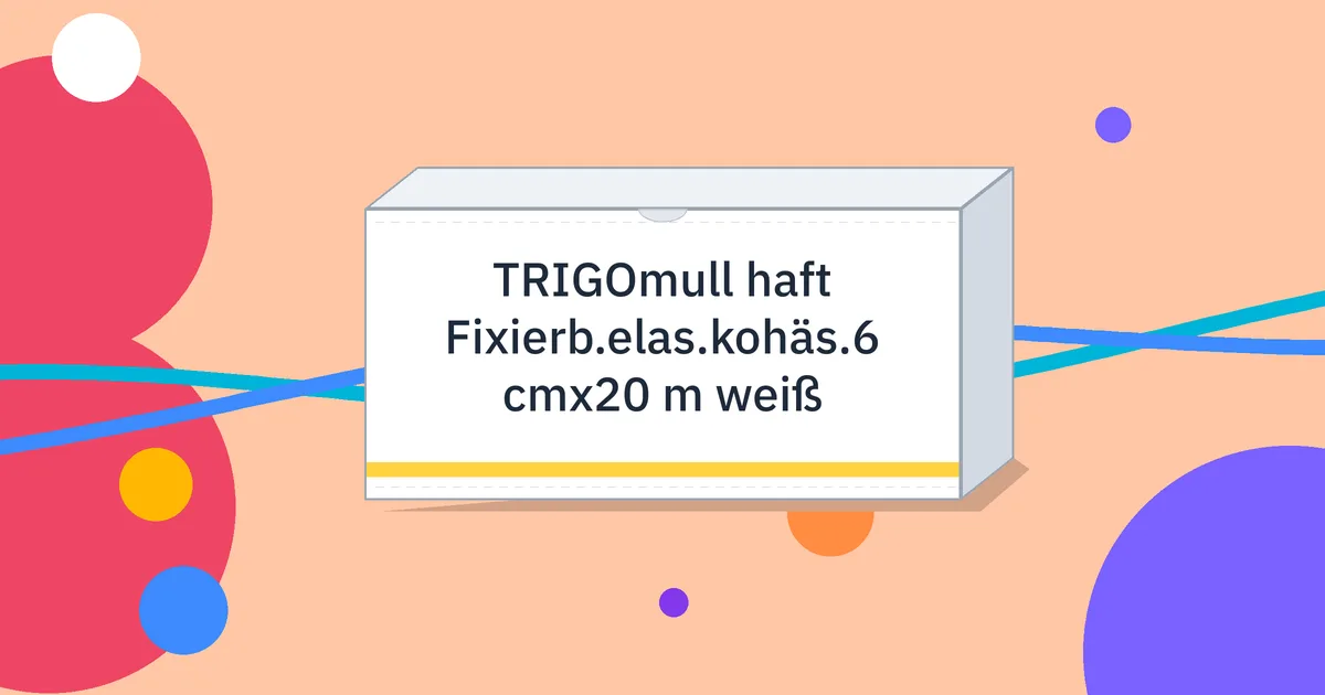 Symbolbild: Packung mit der Aufschrift TRIGOmull haft Fixierb.elas.kohäs.6 cmx20 m weiß (PZN 00049472) – Verfügbarkeit und Bezug in Apotheken in Frankfurt am Main