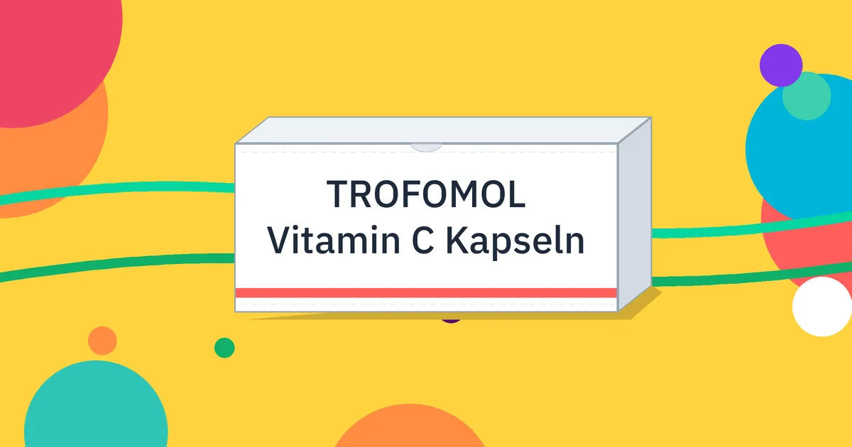Symbolbild: Packung mit der Aufschrift TROFOMOL Vitamin C Kapseln (PZN 20218439) – Verfügbarkeit und Bezug in Apotheken in Frankfurt am Main