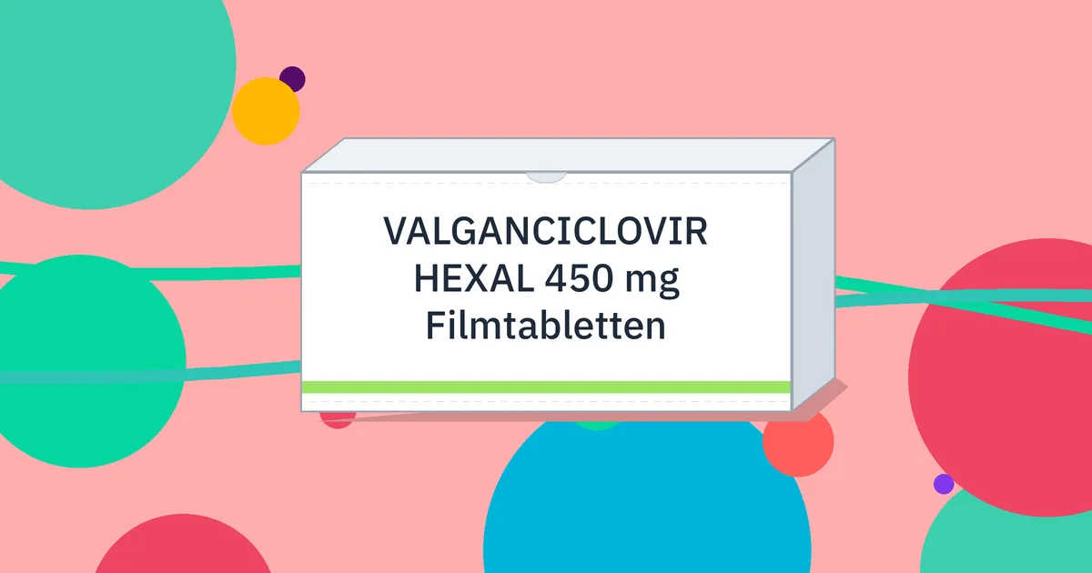 Symbolbild: Packung mit der Aufschrift VALGANCICLOVIR HEXAL 450 mg Filmtabletten (PZN 14288536) – Verfügbarkeit und Bezug in Apotheken in Frankfurt am Main