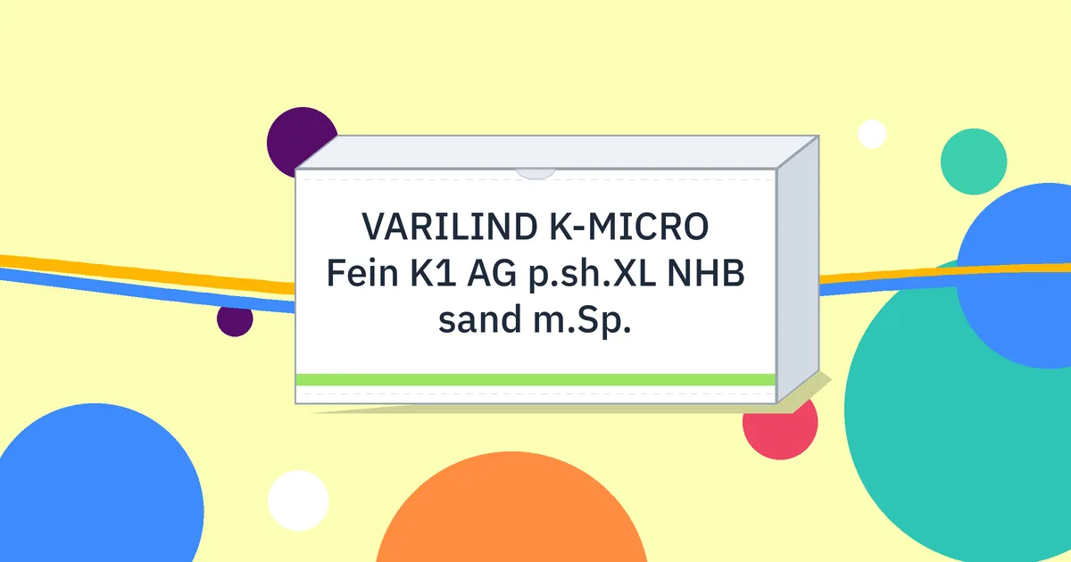 Symbolbild: Packung mit der Aufschrift VARILIND K-MICRO Fein K1 AG p.sh.XL NHB sand m.Sp. (PZN 20554516) – Verfügbarkeit und Bezug in Apotheken in Frankfurt am Main