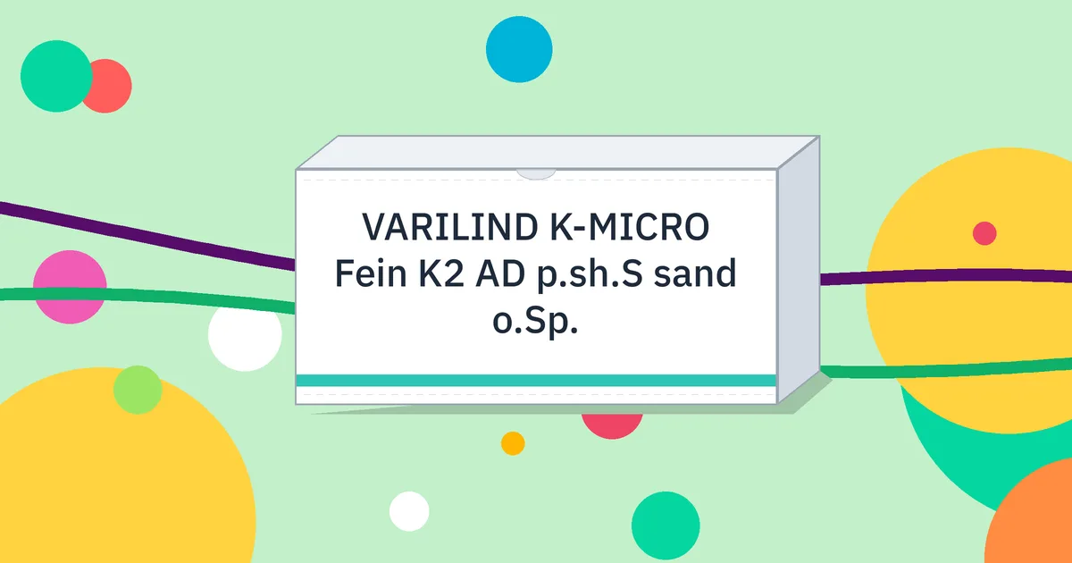 Symbolbild: Packung mit der Aufschrift VARILIND K-MICRO Fein K2 AD p.sh.S sand o.Sp. (PZN 20619210) – Verfügbarkeit und Bezug in Apotheken in Frankfurt am Main