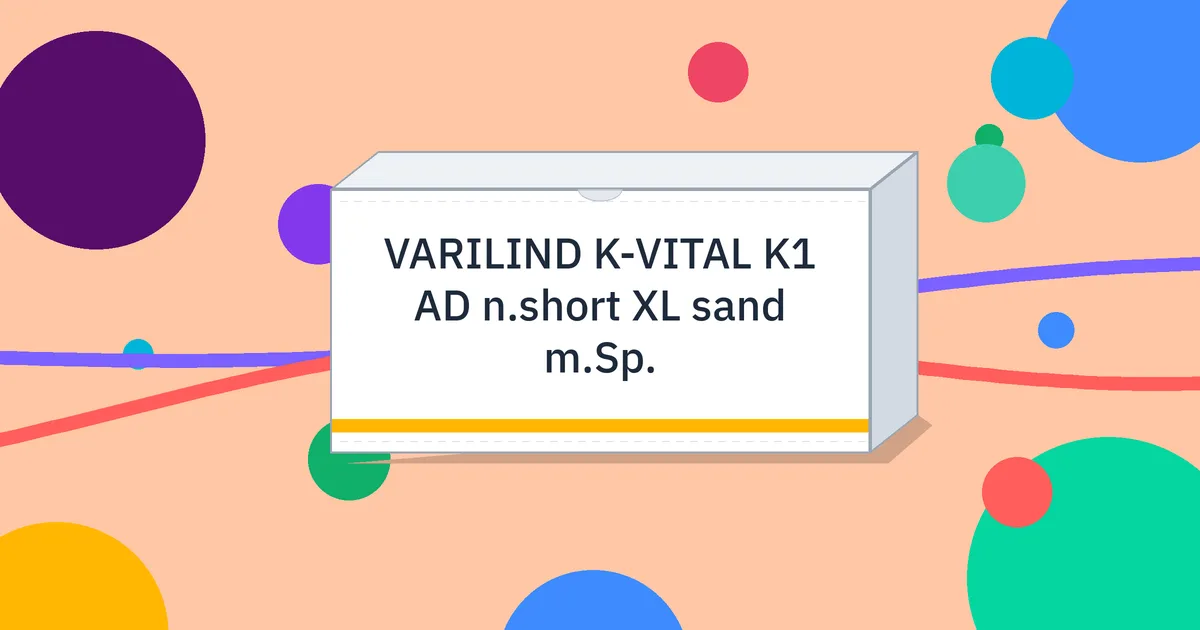 Symbolbild: Packung mit der Aufschrift VARILIND K-VITAL K1 AD n.short XL sand m.Sp. (PZN 20565810) – Verfügbarkeit und Bezug in Apotheken in Frankfurt am Main