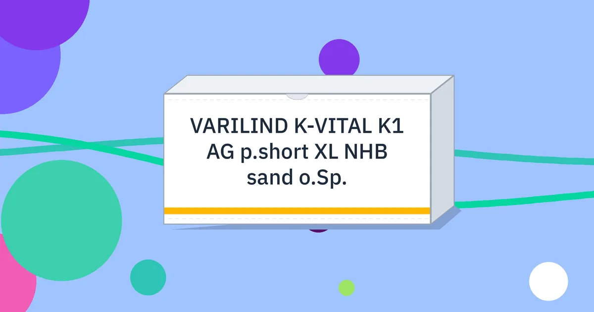Symbolbild: Packung mit der Aufschrift VARILIND K-VITAL K1 AG p.short XL NHB sand o.Sp. (PZN 20562964) – Verfügbarkeit und Bezug in Apotheken in Frankfurt am Main