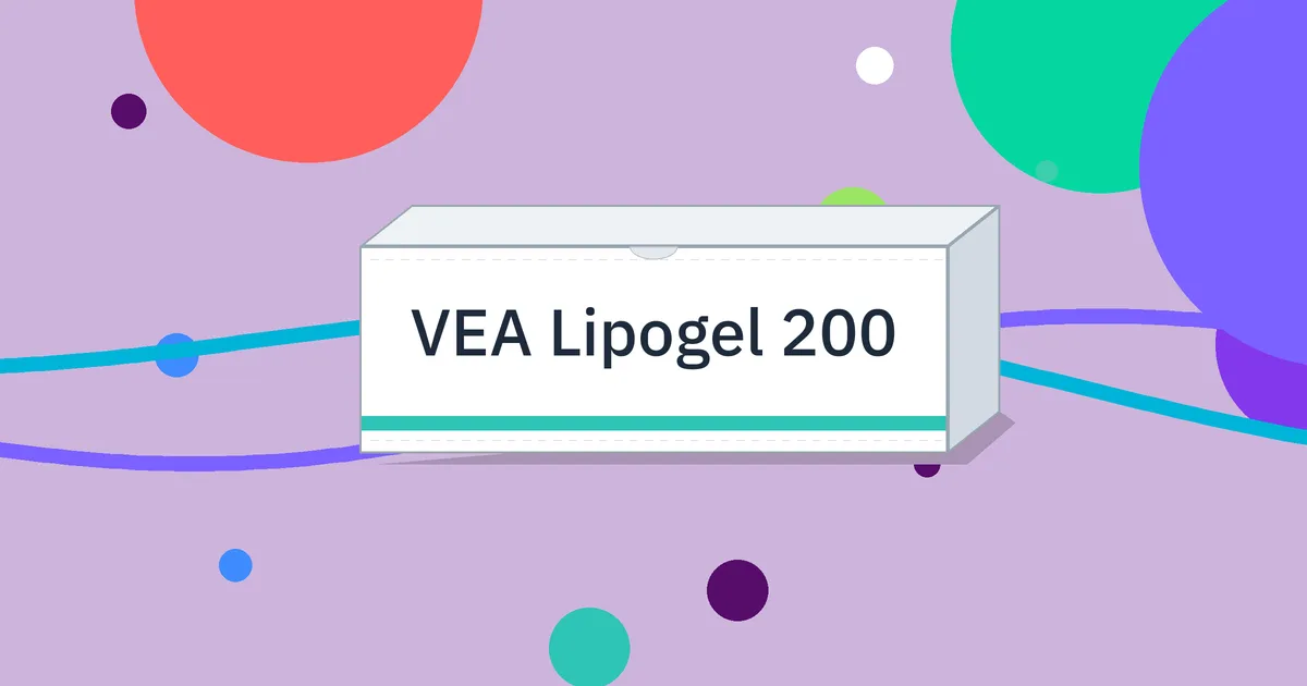 Symbolbild: Packung mit der Aufschrift VEA Lipogel 200 (PZN 07035042) – Verfügbarkeit und Bezug in Apotheken in Frankfurt am Main
