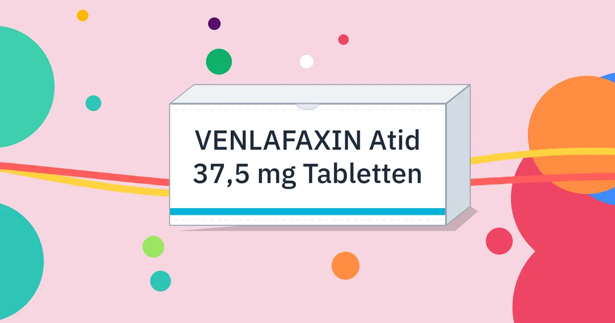 Symbolbild: Packung mit der Aufschrift VENLAFAXIN Atid 37,5 mg Tabletten (PZN 03520912) – Verfügbarkeit und Bezug in Apotheken in Frankfurt am Main