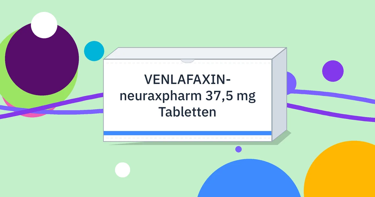 Symbolbild: Packung mit der Aufschrift VENLAFAXIN-neuraxpharm 37,5 mg Tabletten (PZN 00344136) – Verfügbarkeit und Bezug in Apotheken in Frankfurt am Main