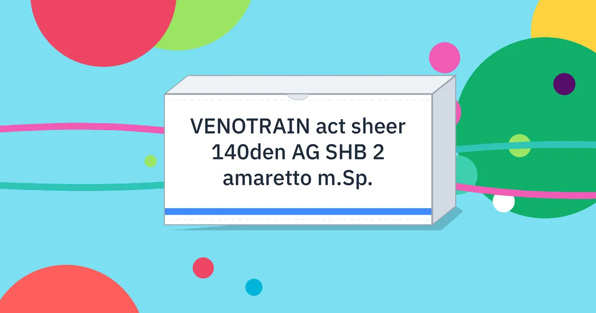 Symbolbild: Packung mit der Aufschrift VENOTRAIN act sheer 140den AG SHB 2 amaretto m.Sp. (PZN 16208286) – Verfügbarkeit und Bezug in Apotheken in Frankfurt am Main