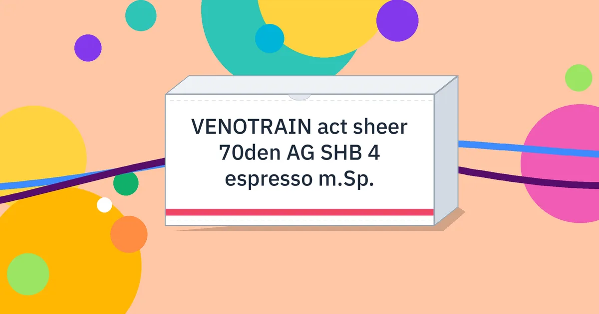 Symbolbild: Packung mit der Aufschrift VENOTRAIN act sheer 70den AG SHB 4 espresso m.Sp. (PZN 16208139) – Verfügbarkeit und Bezug in Apotheken in Frankfurt am Main