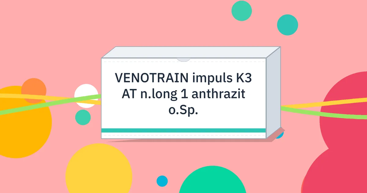 Symbolbild: Packung mit der Aufschrift VENOTRAIN impuls K3 AT n.long 1 anthrazit o.Sp. (PZN 19357064) – Verfügbarkeit und Bezug in Apotheken in Frankfurt am Main