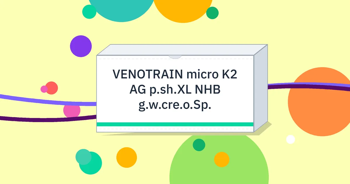 Symbolbild: Packung mit der Aufschrift VENOTRAIN micro K2 AG p.sh.XL NHB g.w.cre.o.Sp. (PZN 09023333) – Verfügbarkeit und Bezug in Apotheken in Frankfurt am Main