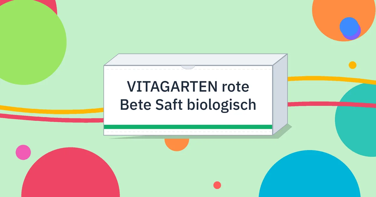 Symbolbild: Packung mit der Aufschrift VITAGARTEN rote Bete Saft biologisch (PZN 07221879) – Verfügbarkeit und Bezug in Apotheken in Frankfurt am Main
