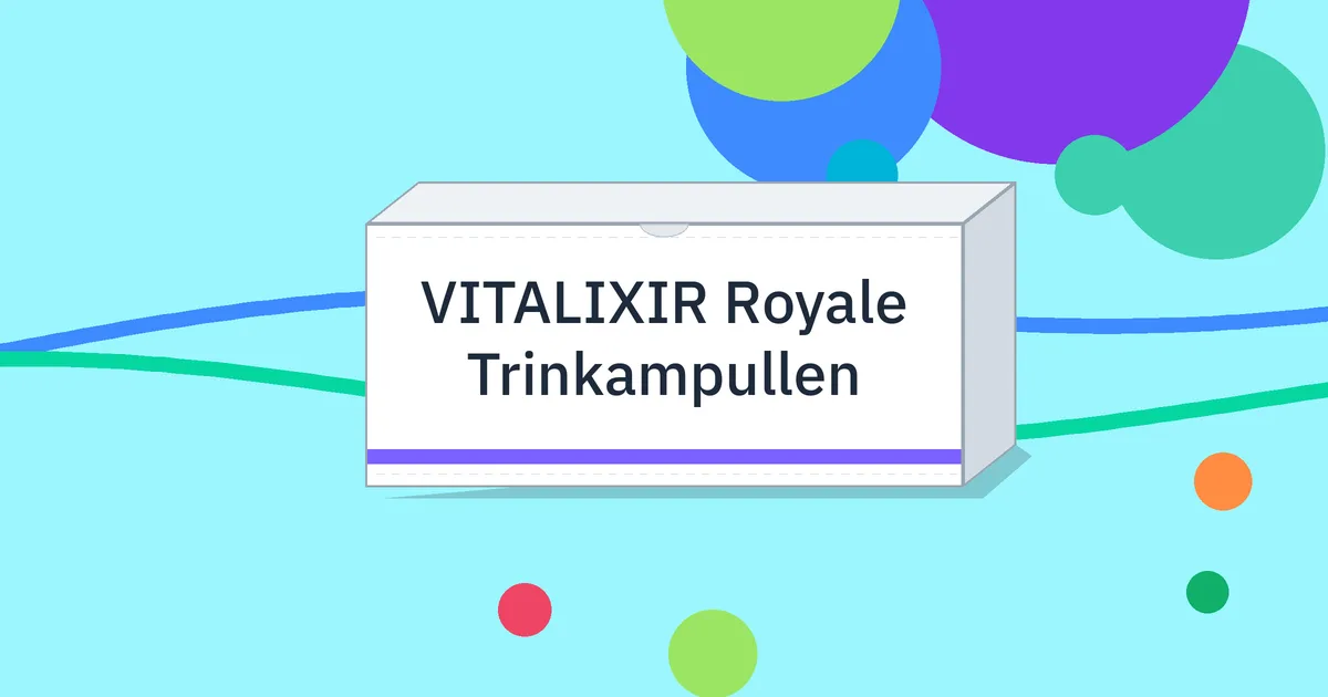 Symbolbild: Packung mit der Aufschrift VITALIXIR Royale Trinkampullen (PZN 11563522) – Verfügbarkeit und Bezug in Apotheken in Frankfurt am Main