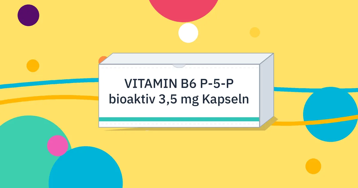 Symbolbild: Packung mit der Aufschrift VITAMIN B6 P-5-P bioaktiv 3,5 mg Kapseln (PZN 18880467) – Verfügbarkeit und Bezug in Apotheken in Frankfurt am Main