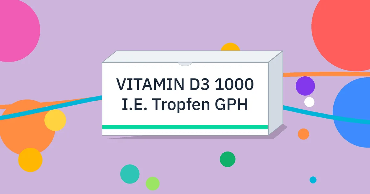 Symbolbild: Packung mit der Aufschrift VITAMIN D3 1000 I.E. Tropfen GPH (PZN 20227384) – Verfügbarkeit und Bezug in Apotheken in Frankfurt am Main