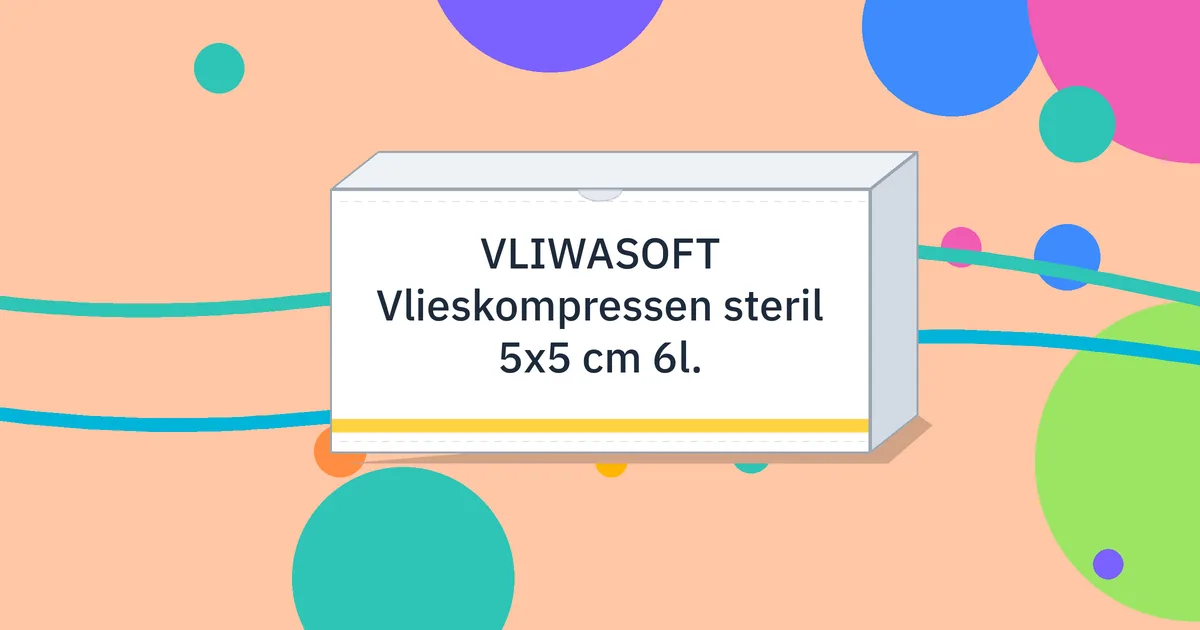 Symbolbild: Packung mit der Aufschrift VLIWASOFT Vlieskompressen steril 5x5 cm 6l. (PZN 10251275) – Verfügbarkeit und Bezug in Apotheken in Frankfurt am Main
