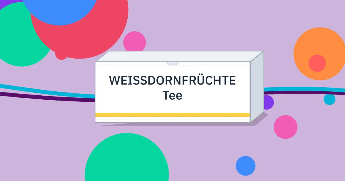 Symbolbild: Packung mit der Aufschrift WEISSDORNFRÜCHTE Tee (PZN 19550281) – Verfügbarkeit und Bezug in Apotheken in Frankfurt am Main