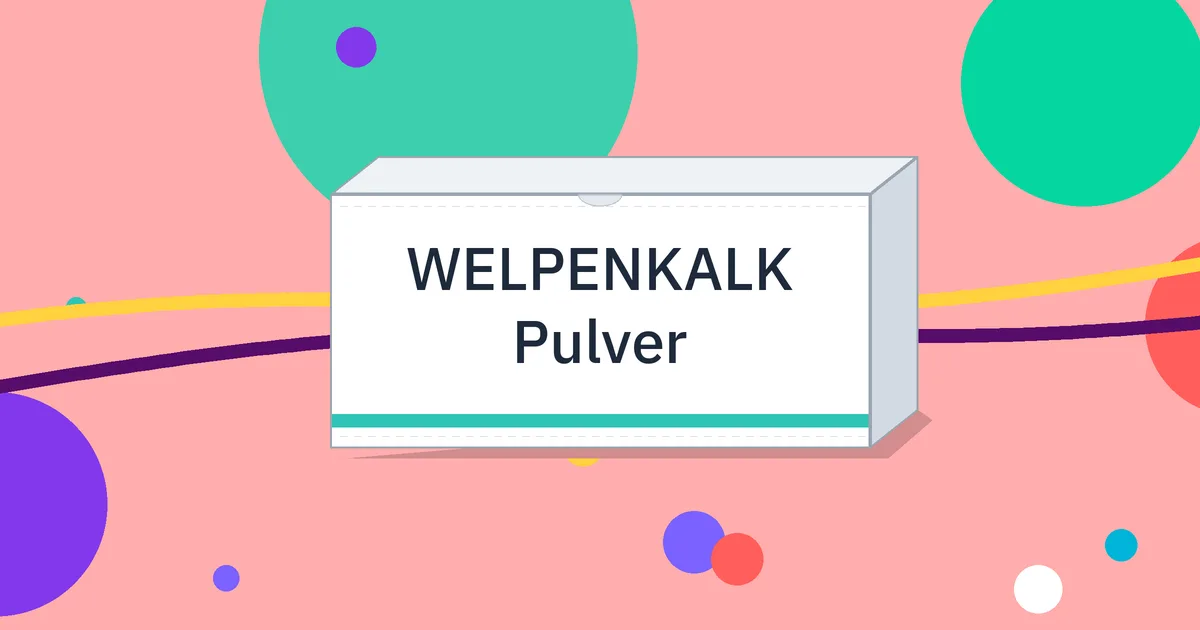 Symbolbild: Packung mit der Aufschrift WELPENKALK Pulver (PZN 03345716) – Verfügbarkeit und Bezug in Apotheken in Frankfurt am Main
