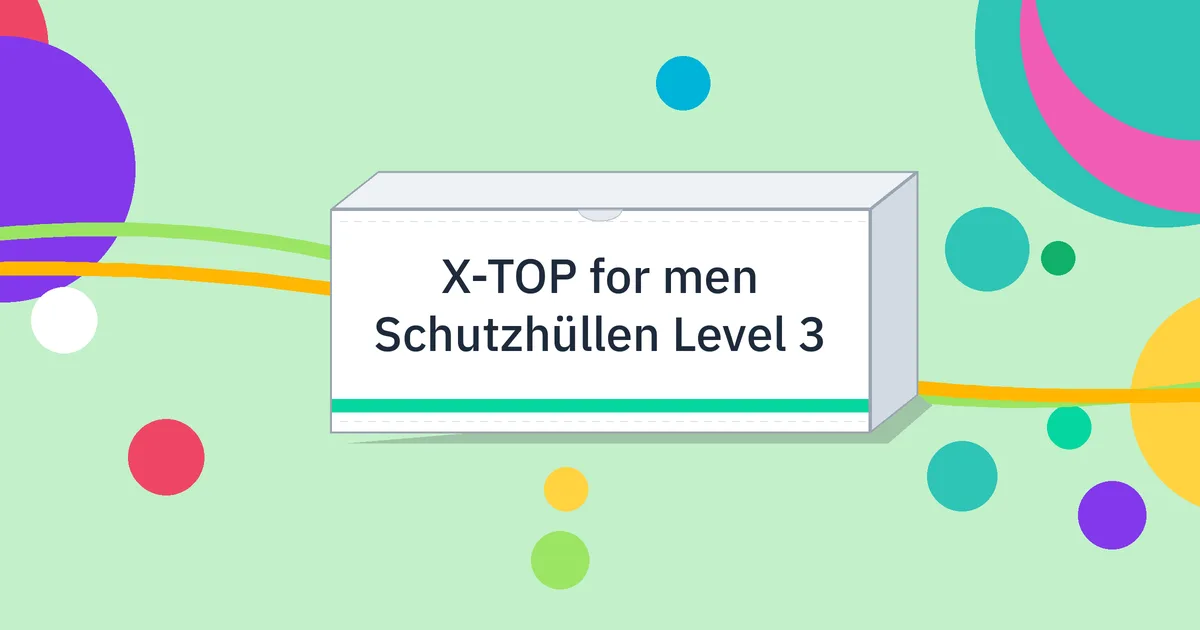 Symbolbild: Packung mit der Aufschrift X-TOP for men Schutzhüllen Level 3 (PZN 17525853) – Verfügbarkeit und Bezug in Apotheken in Frankfurt am Main