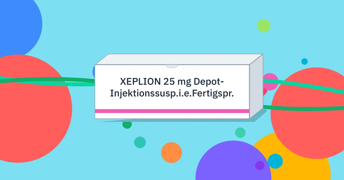 Symbolbild: Packung mit der Aufschrift XEPLION 25 mg Depot-Injektionssusp.i.e.Fertigspr. (PZN 10005949) – Verfügbarkeit und Bezug in Apotheken in Frankfurt am Main