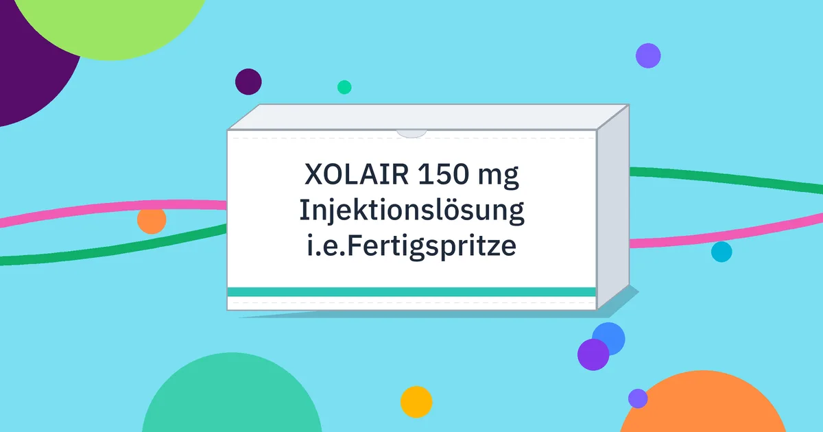 Symbolbild: Packung mit der Aufschrift XOLAIR 150 mg Injektionslösung i.e.Fertigspritze (PZN 19661589) – Verfügbarkeit und Bezug in Apotheken in Frankfurt am Main