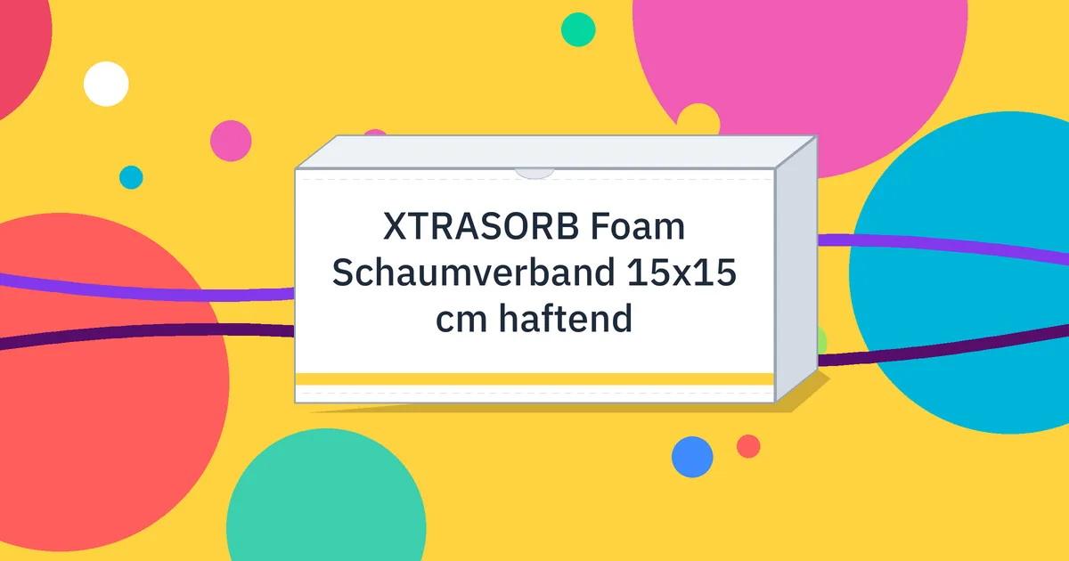 Symbolbild: Packung mit der Aufschrift XTRASORB Foam Schaumverband 15x15 cm haftend (PZN 07645697) – Verfügbarkeit und Bezug in Apotheken in Frankfurt am Main