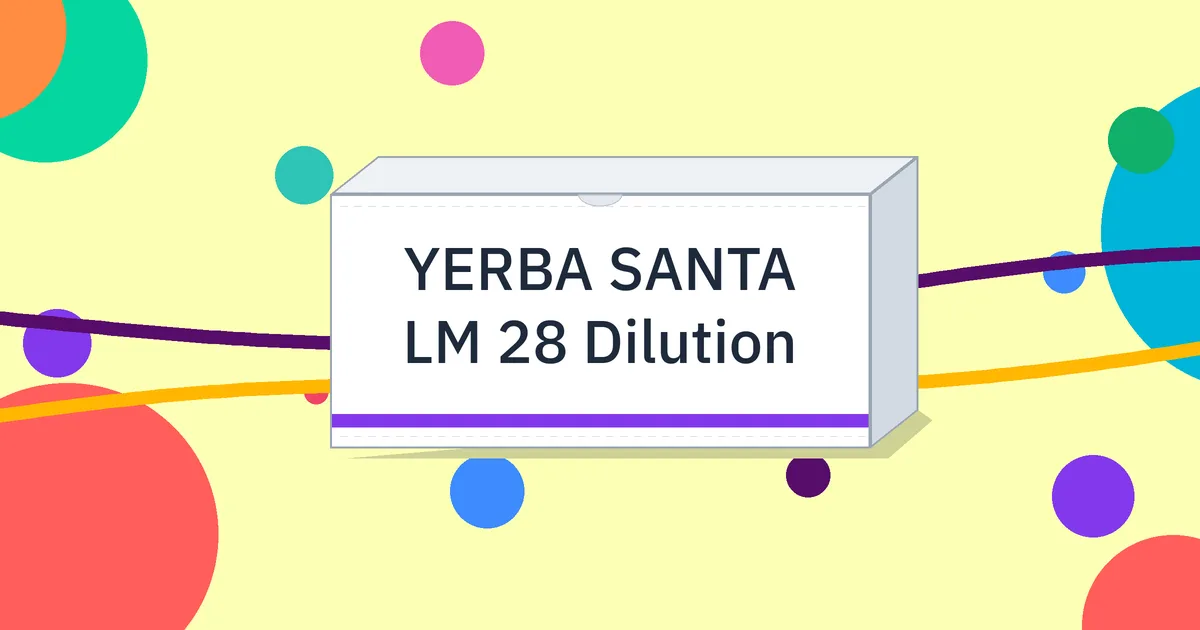 Symbolbild: Packung mit der Aufschrift YERBA SANTA LM 28 Dilution (PZN 13285493) – Verfügbarkeit und Bezug in Apotheken in Frankfurt am Main