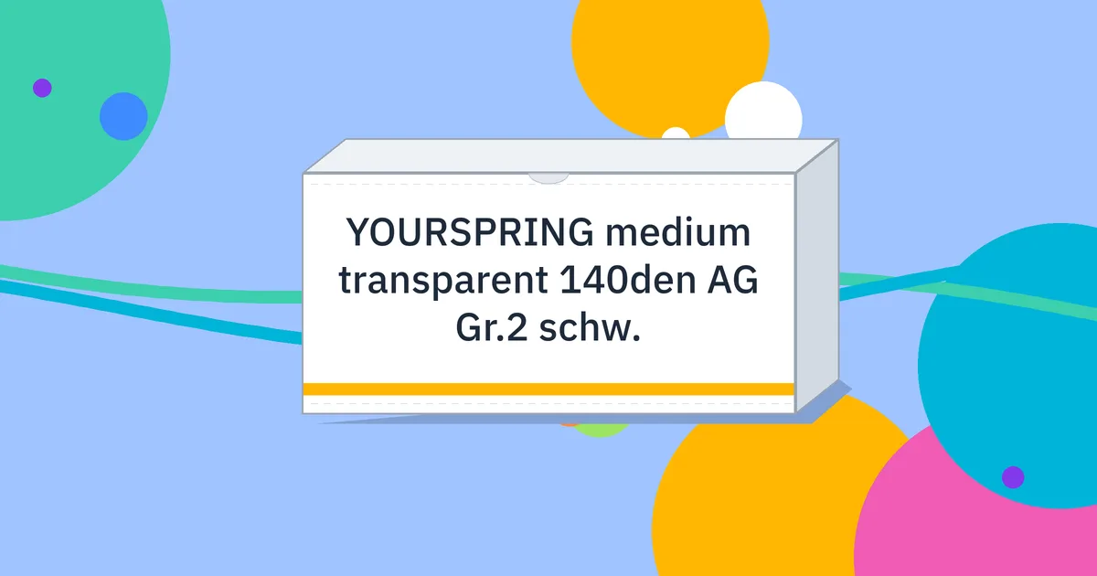Symbolbild: Packung mit der Aufschrift YOURSPRING medium transparent 140den AG Gr.2 schw. (PZN 18057070) – Verfügbarkeit und Bezug in Apotheken in Frankfurt am Main