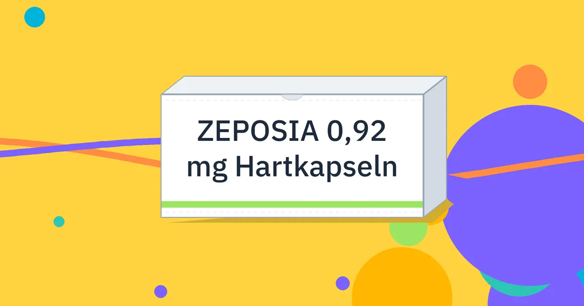 Symbolbild: Packung mit der Aufschrift ZEPOSIA 0,92 mg Hartkapseln (PZN 16856105) – Verfügbarkeit und Bezug in Apotheken in Frankfurt am Main