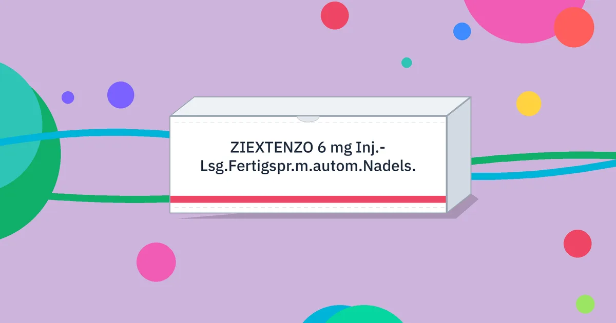 Symbolbild: Packung mit der Aufschrift ZIEXTENZO 6 mg Inj.-Lsg.Fertigspr.m.autom.Nadels. (PZN 18704865) – Verfügbarkeit und Bezug in Apotheken in Frankfurt am Main
