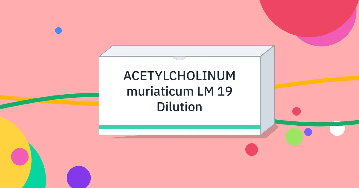 Symbolbild: Packung mit der Aufschrift ACETYLCHOLINUM muriaticum LM 19 Dilution (PZN 13266188) – Verfügbarkeit und Bezug in Apotheken in Frankfurt am Main
