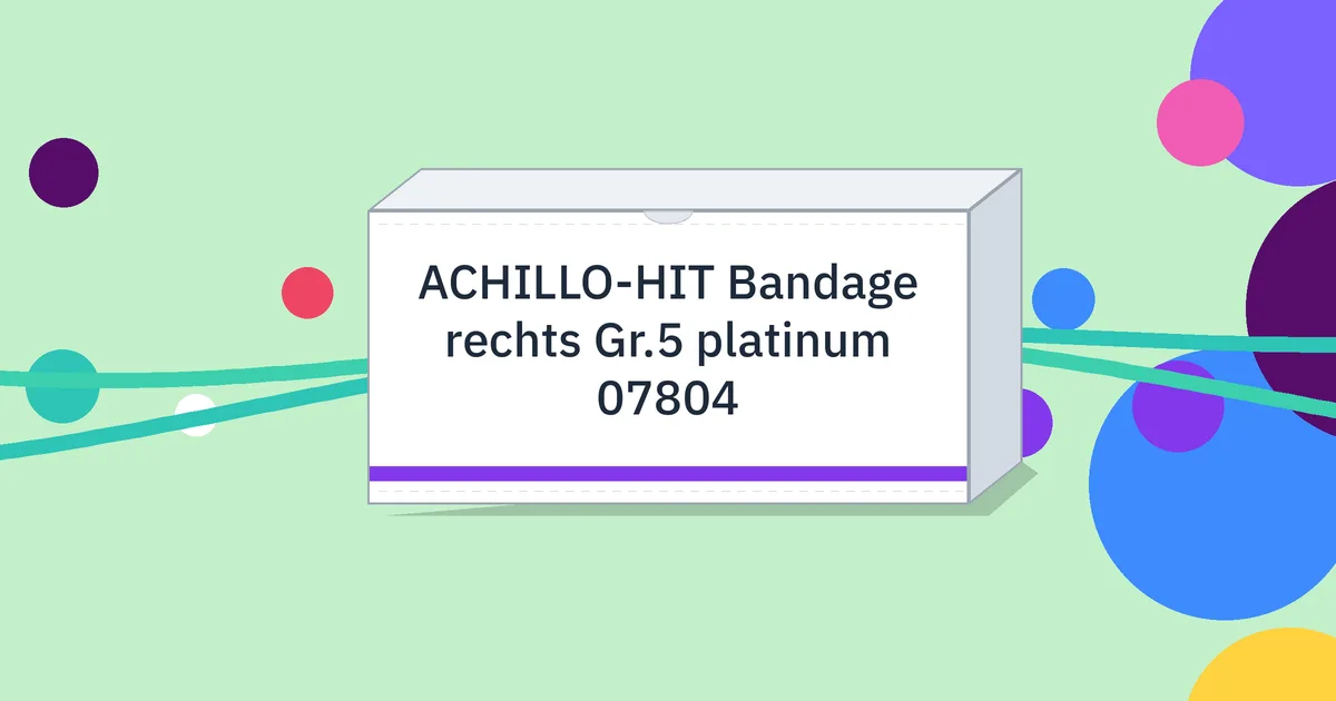 Symbolbild: Packung mit der Aufschrift ACHILLO-HIT Bandage rechts Gr.5 platinum 07804 (PZN 06826652) – Verfügbarkeit und Bezug in Apotheken in Frankfurt am Main