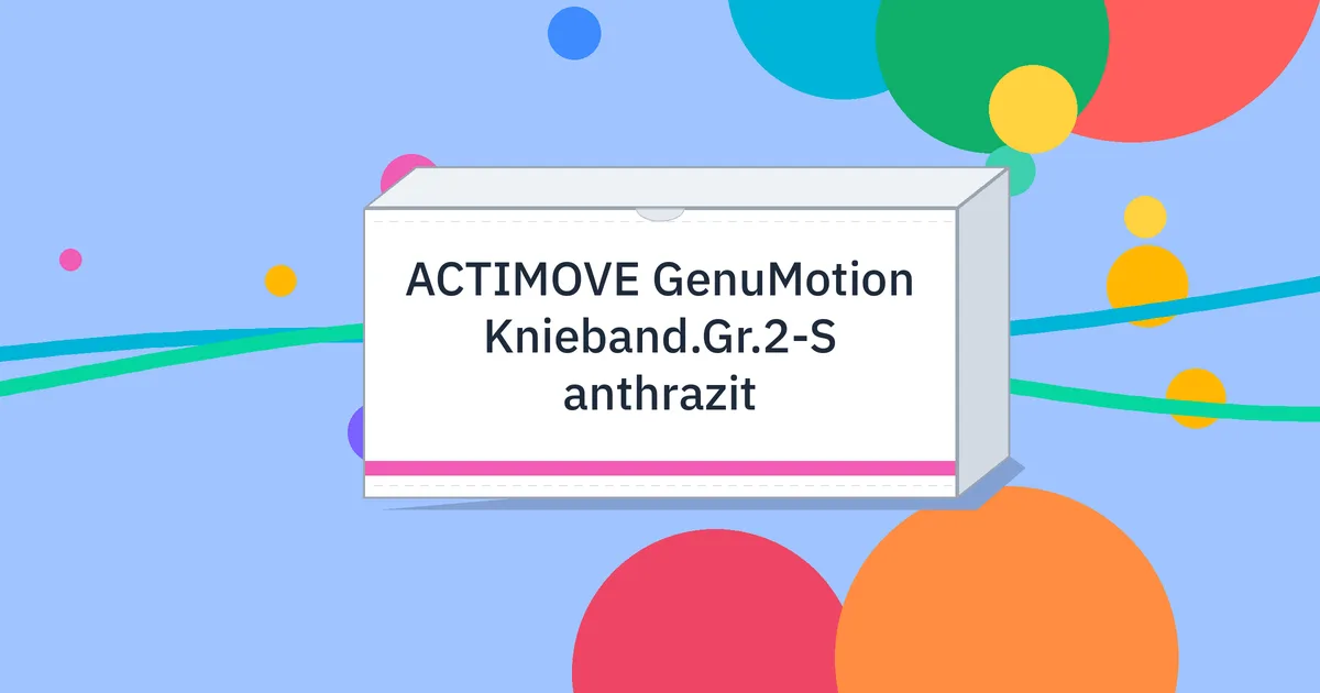 Symbolbild: Packung mit der Aufschrift ACTIMOVE GenuMotion Knieband.Gr.2-S anthrazit (PZN 17947927) – Verfügbarkeit und Bezug in Apotheken in Frankfurt am Main