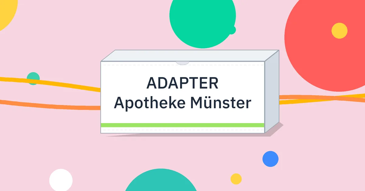 Symbolbild: Packung mit der Aufschrift ADAPTER Apotheke Münster (PZN 19987061) – Verfügbarkeit und Bezug in Apotheken in Frankfurt am Main