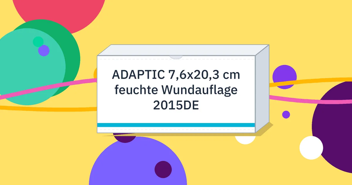 Symbolbild: Packung mit der Aufschrift ADAPTIC 7,6x20,3 cm feuchte Wundauflage 2015DE (PZN 18799860) – Verfügbarkeit und Bezug in Apotheken in Frankfurt am Main