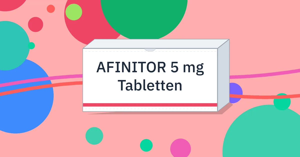 Symbolbild: Packung mit der Aufschrift AFINITOR 5 mg Tabletten (PZN 18712149) – Verfügbarkeit und Bezug in Apotheken in Frankfurt am Main