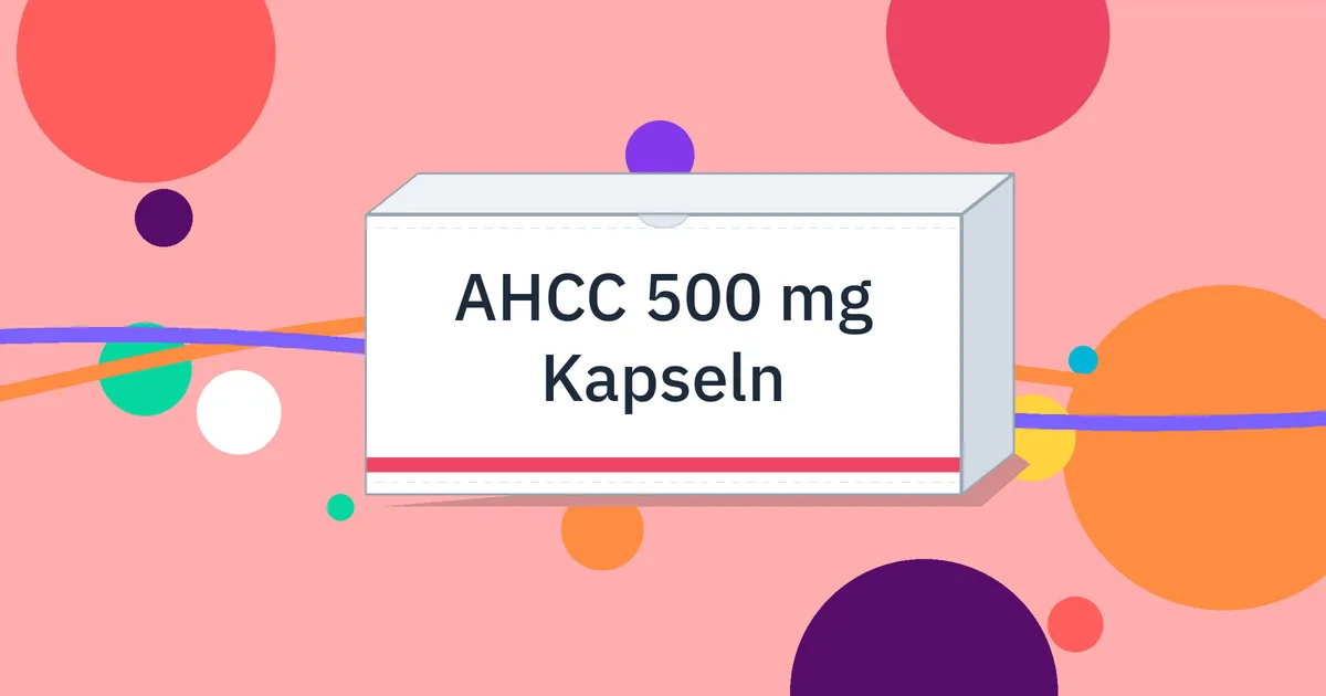 Symbolbild: Packung mit der Aufschrift AHCC 500 mg Kapseln (PZN 17964877) – Verfügbarkeit und Bezug in Apotheken in Frankfurt am Main
