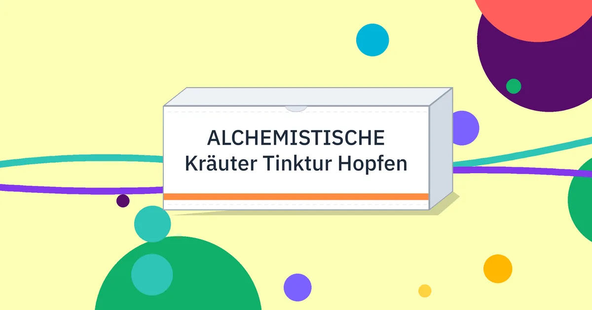 Symbolbild: Packung mit der Aufschrift ALCHEMISTISCHE Kräuter Tinktur Hopfen (PZN 17418672) – Verfügbarkeit und Bezug in Apotheken in Frankfurt am Main