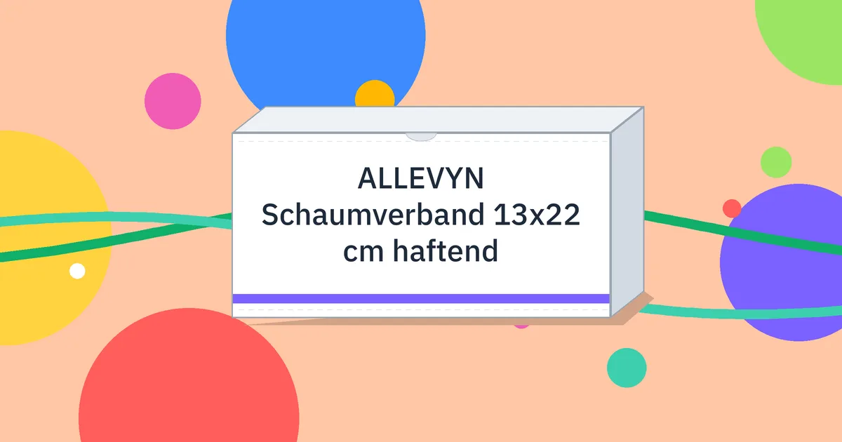 Symbolbild: Packung mit der Aufschrift ALLEVYN Schaumverband 13x22 cm haftend (PZN 13249149) – Verfügbarkeit und Bezug in Apotheken in Frankfurt am Main