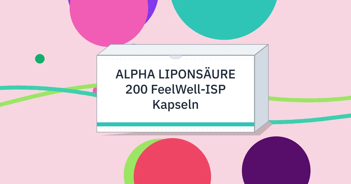 Symbolbild: Packung mit der Aufschrift ALPHA LIPONSÄURE 200 FeelWell-ISP Kapseln (PZN 16392769) – Verfügbarkeit und Bezug in Apotheken in Frankfurt am Main