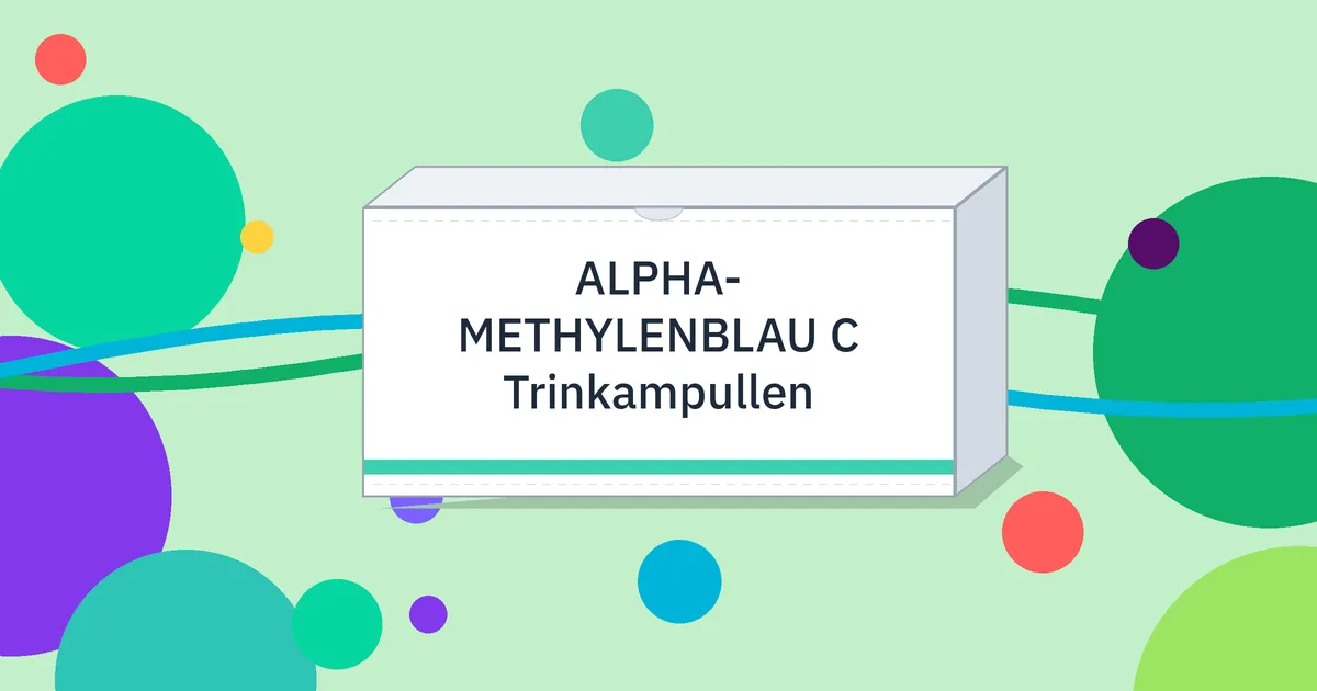 Symbolbild: Packung mit der Aufschrift ALPHA-METHYLENBLAU C Trinkampullen (PZN 10228141) – Verfügbarkeit und Bezug in Apotheken in Frankfurt am Main
