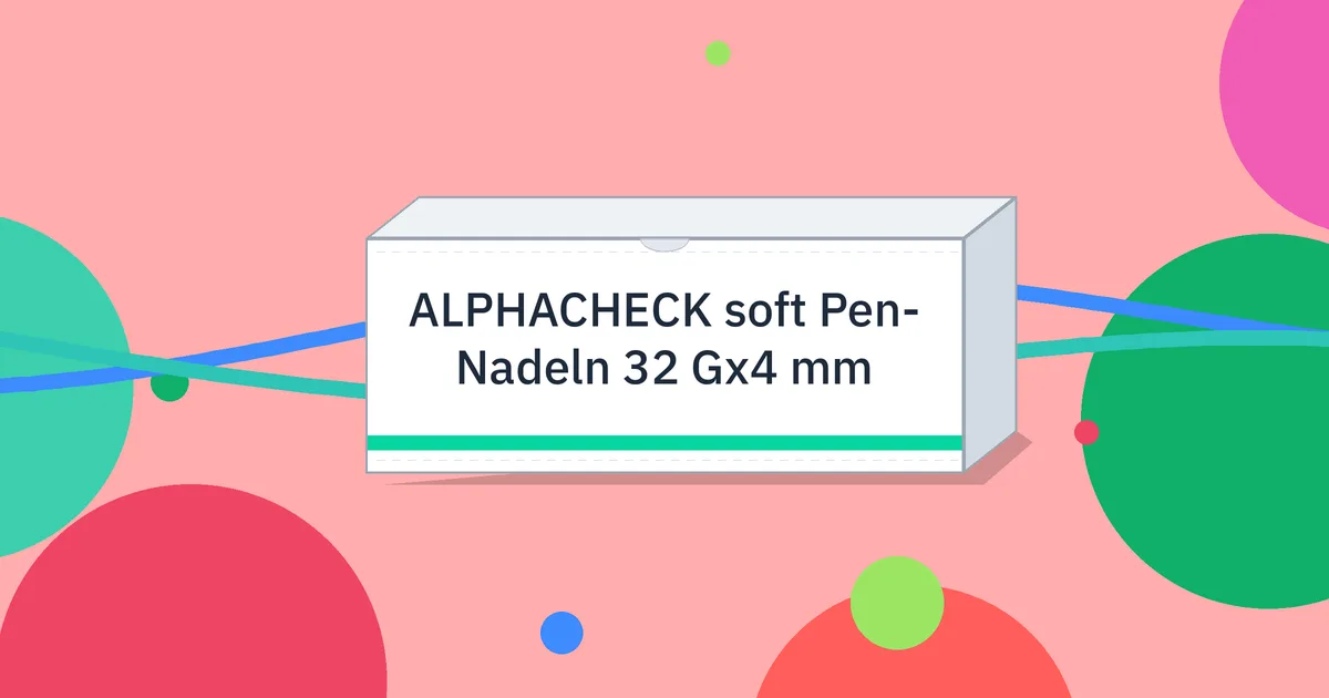Symbolbild: Packung mit der Aufschrift ALPHACHECK soft Pen-Nadeln 32 Gx4 mm (PZN 13656972) – Verfügbarkeit und Bezug in Apotheken in Frankfurt am Main