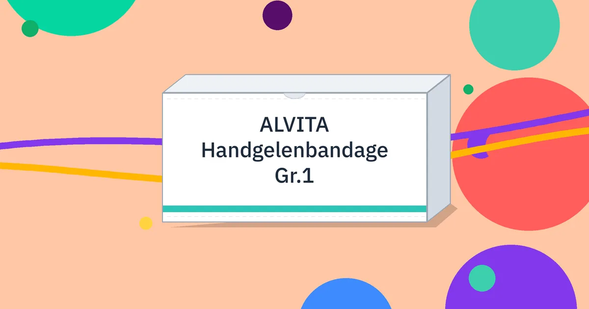 Symbolbild: Packung mit der Aufschrift ALVITA Handgelenbandage Gr.1 (PZN 11151682) – Verfügbarkeit und Bezug in Apotheken in Frankfurt am Main