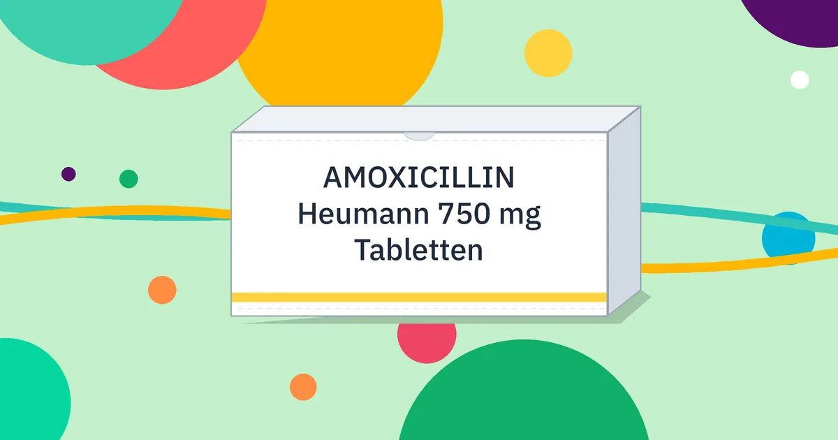 Symbolbild: Packung mit der Aufschrift AMOXICILLIN Heumann 750 mg Tabletten (PZN 17453450) – Verfügbarkeit und Bezug in Apotheken in Frankfurt am Main