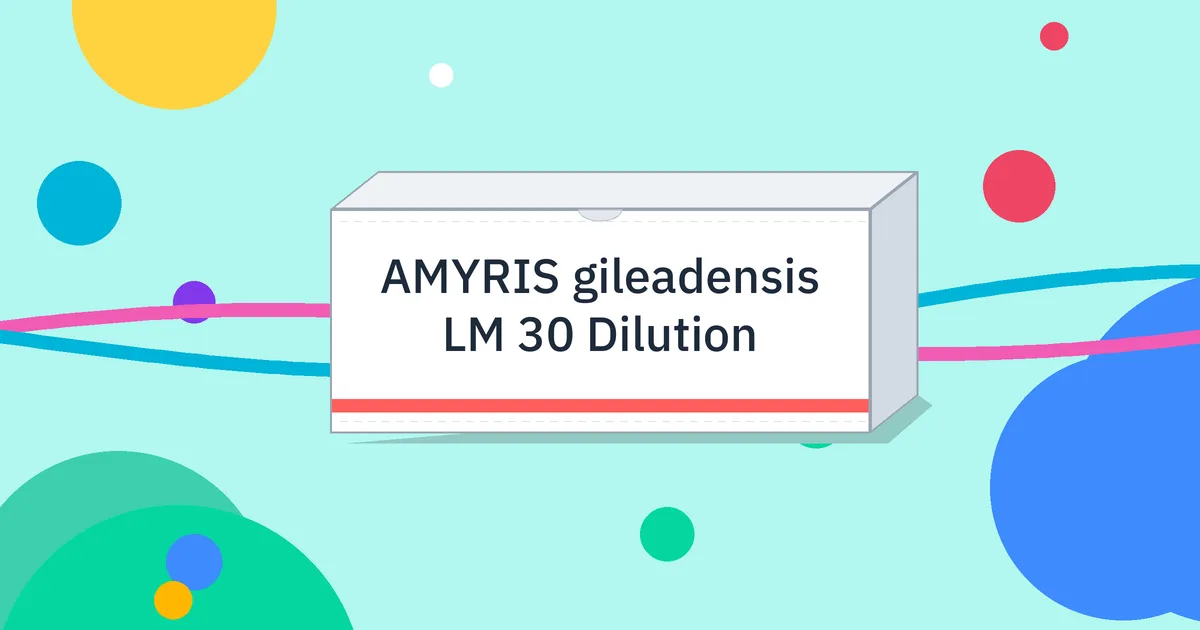 Symbolbild: Packung mit der Aufschrift AMYRIS gileadensis LM 30 Dilution (PZN 13327180) – Verfügbarkeit und Bezug in Apotheken in Frankfurt am Main